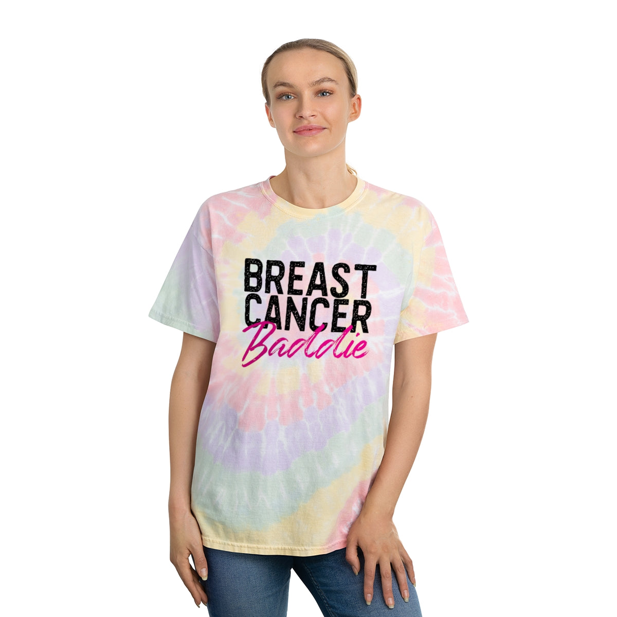 Breast Cancer Baddie Tie-Dye Tee, Spiral – For the Breast of Us